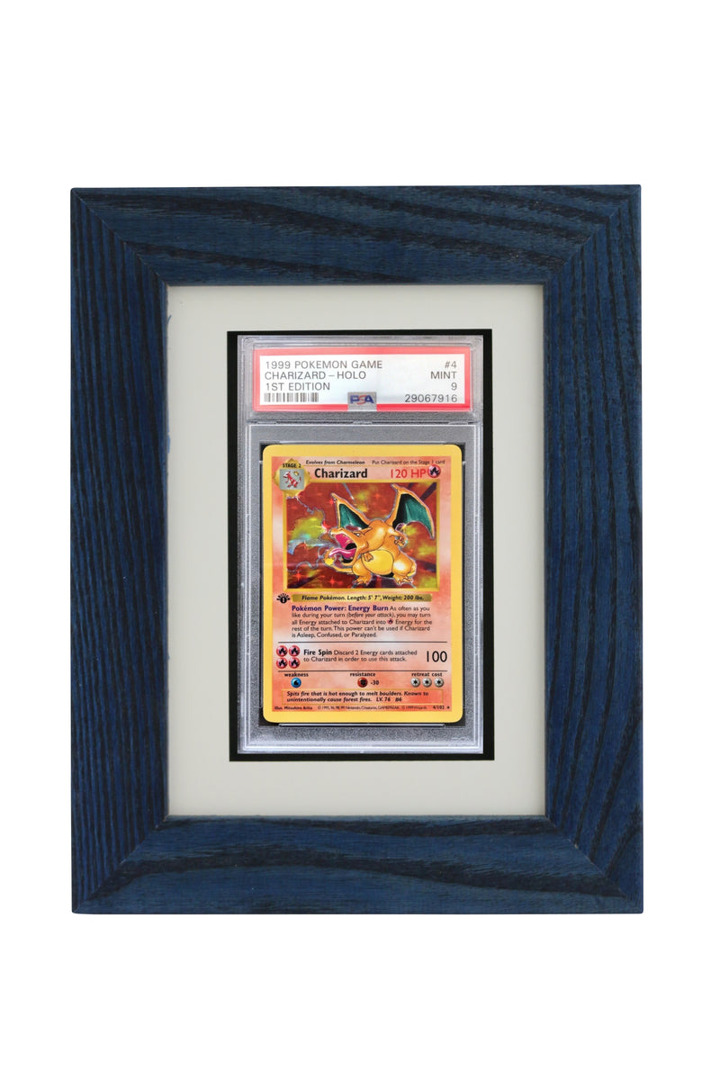 PSA Pokemon Card Framed Display-New White Design w/ Blue Frame