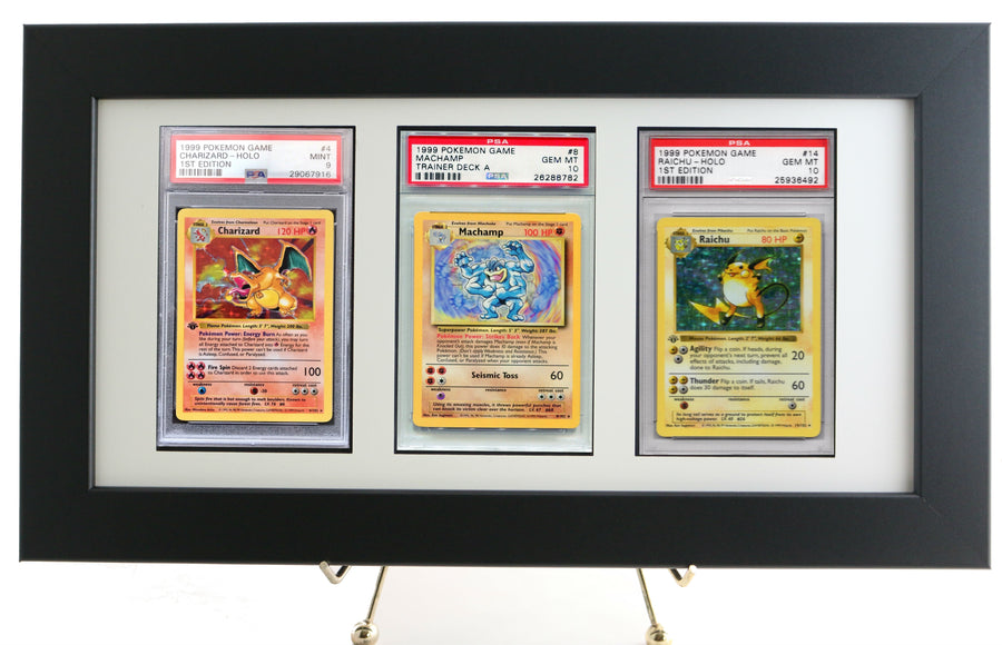 PSA Card Frame for (3) PSA Graded Pokemon Cards (White Design)