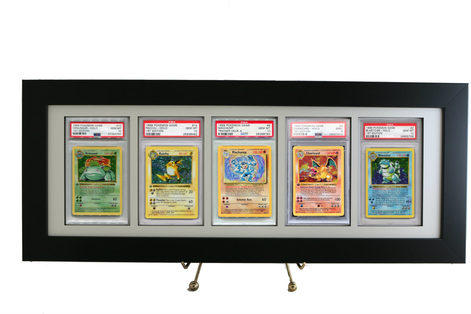 Pokemon Card Frame & Display w/ FIVE PSA Card Openings-White Design